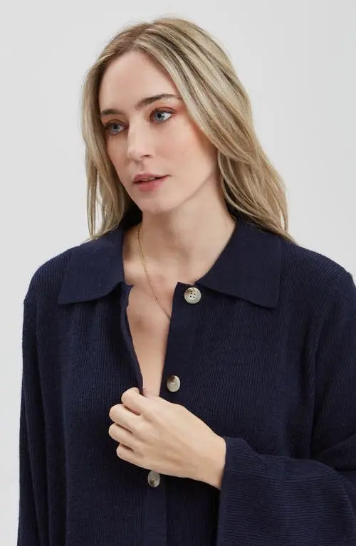NOM MATERNITY Thomasine Maternity Sweater Cardigan - Navy