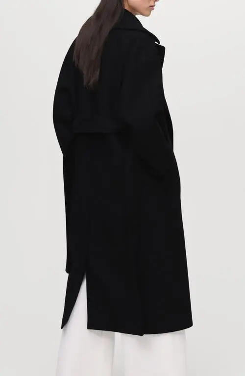 Mango Belted Wool-blend Coat - Black