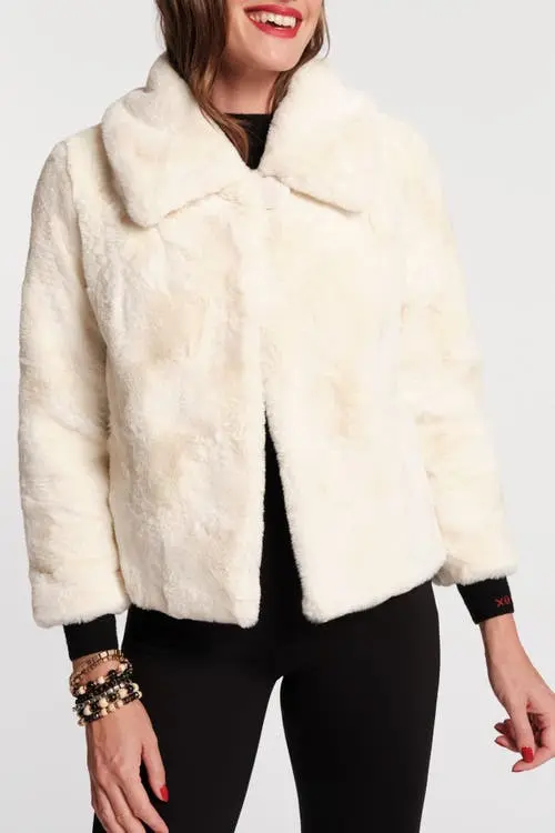 FRANCES VALENTINE Babe Faux Fur Jacket - White