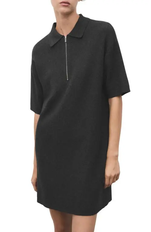 Mango Knit Quarter-zip Polo Dress