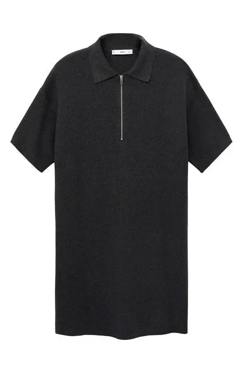 Mango Knit Quarter-zip Polo Dress