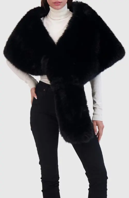 LYLA GRANT Fur-free Fox Stole - Black