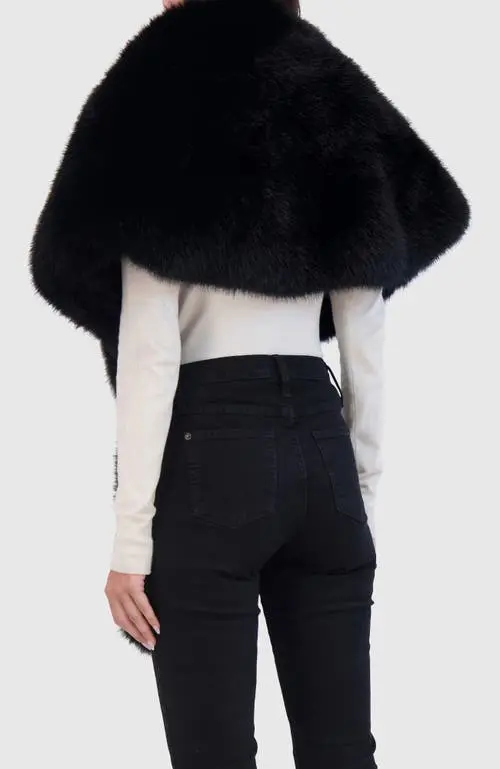 LYLA GRANT Fur-free Fox Stole - Black