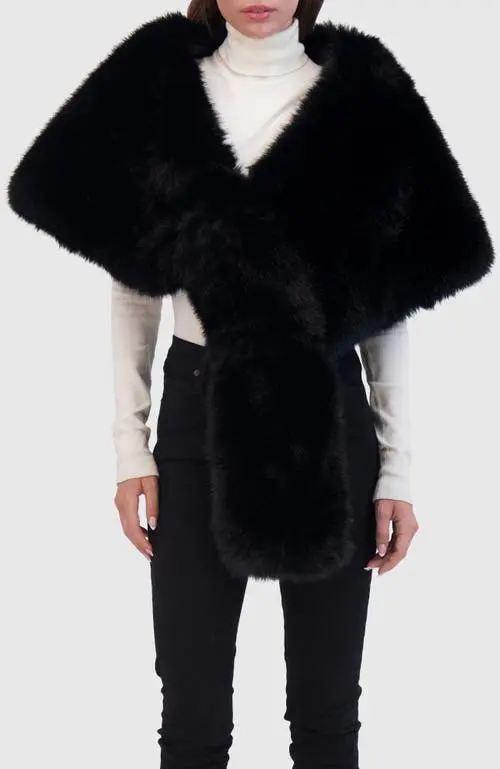 LYLA GRANT Fur-free Fox Stole - Black