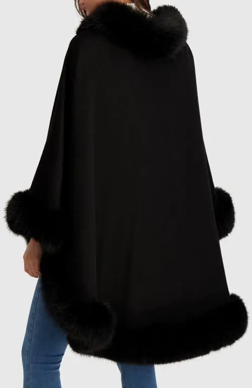 LYLA GRANT Cashmere And Wool Blend Cape With Faux Fur Trim - Black