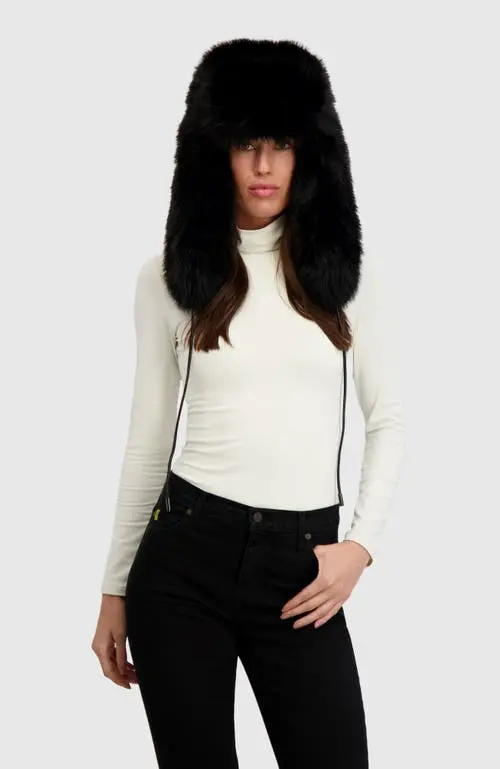 LYLA GRANT Fur-free Fox Trapper Hat - Black