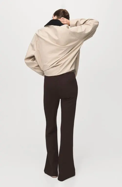 Mango Seamed Detail Flare Leggings - Brown