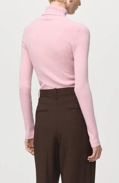 Mango Turtleneck Wool Sweater - Pastel Pink