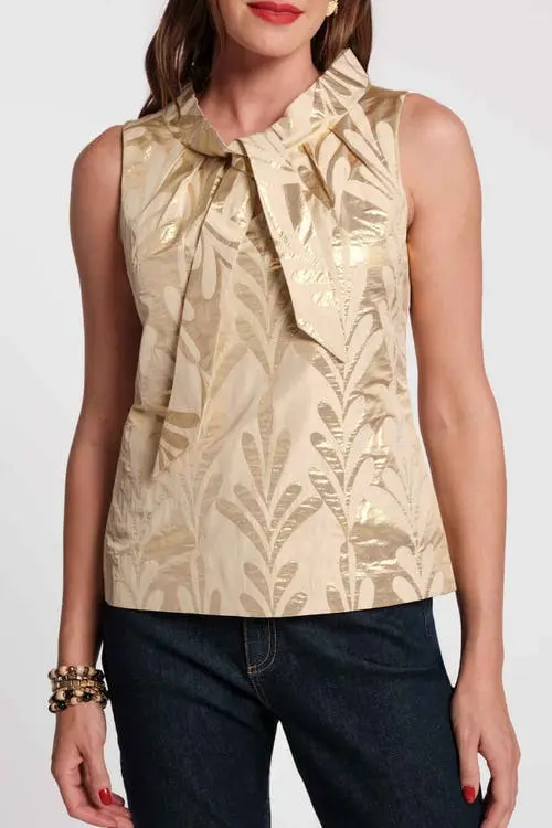 FRANCES VALENTINE Millie Sleeveless Top With Center Front Tie