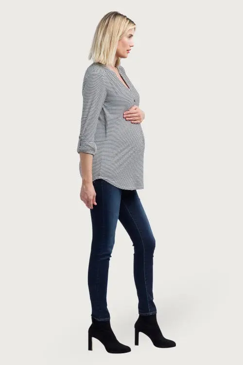 NOM MATERNITY Amelie Maternity & Nursing Top - Black And White Stripe