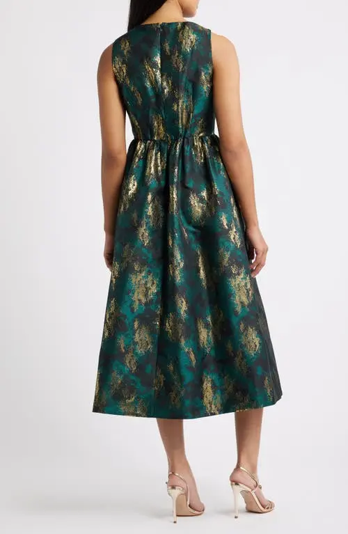 Anne Klein Metallic Brocade Fit-and-flare Dress