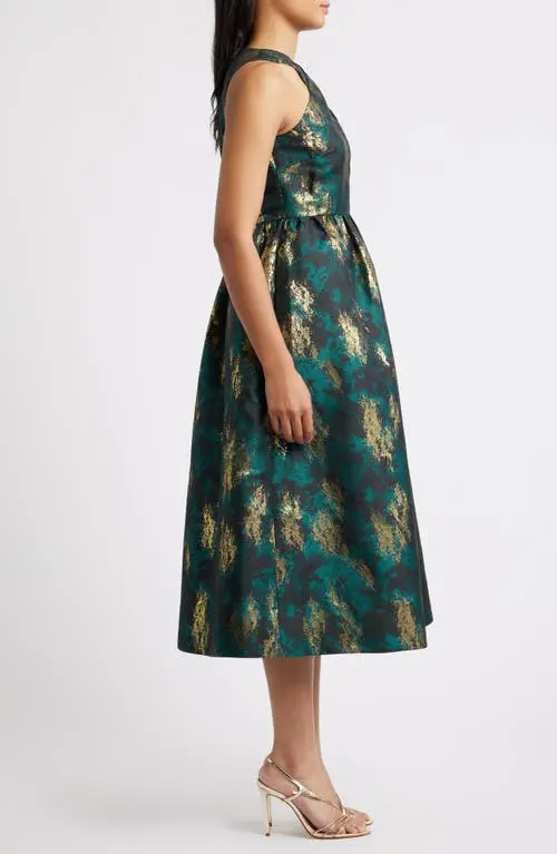 Anne Klein Metallic Brocade Fit-and-flare Dress