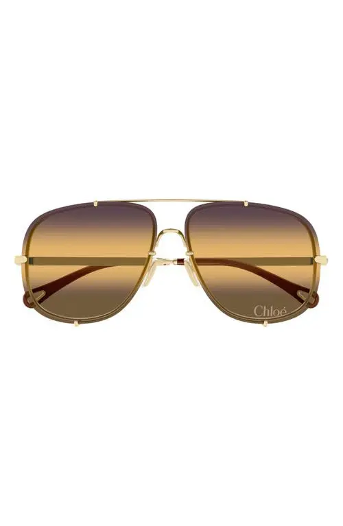 Chloé 62mm Gradient Square Sunglasses - Gold