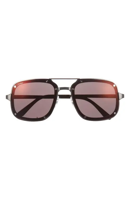 Cartier 58mm Navigator Sunglasses - Black
