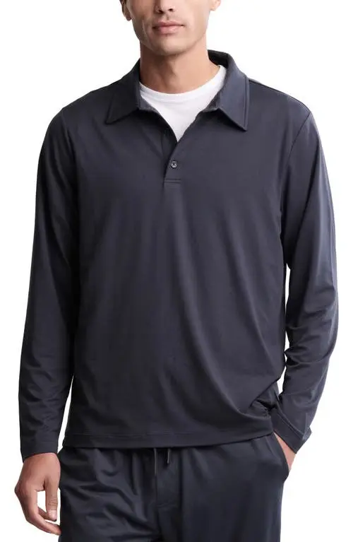 Barefoot Dreams Malibu Collection Butterchic Long Sleeve Polo - Indigo