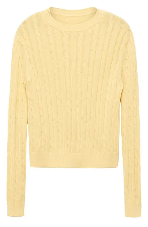 Mango Cable Knit Cotton Sweater - Pastel Yellow