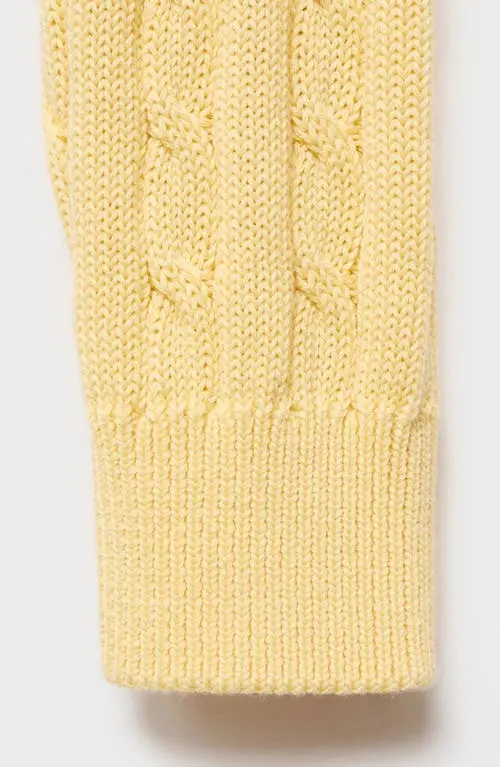 Mango Cable Knit Cotton Sweater - Pastel Yellow