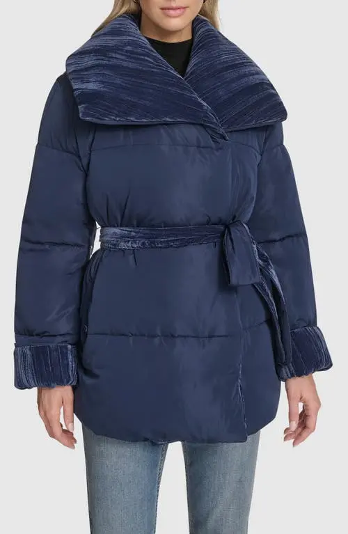 Andrew Marc Emerson Velvet Lined Puffer Coat - Lapis