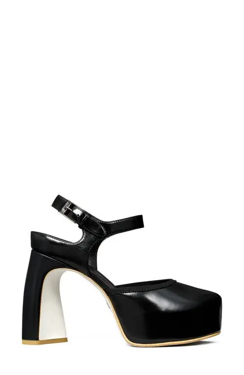 Tory Burch Ankle Strap Peep Toe Platform Pumps - Perfect Black