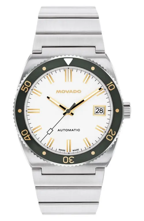 Movado Ondoplan Automatic Bracelet Watch - White