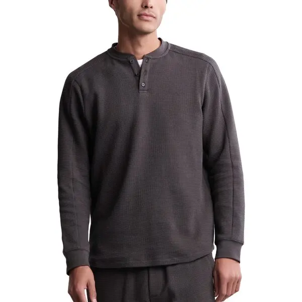 Barefoot Dreams Waffle Knit Henley - Carbon