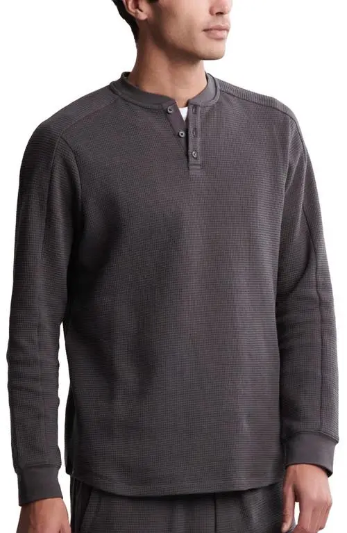 Barefoot Dreams Waffle Knit Henley - Carbon
