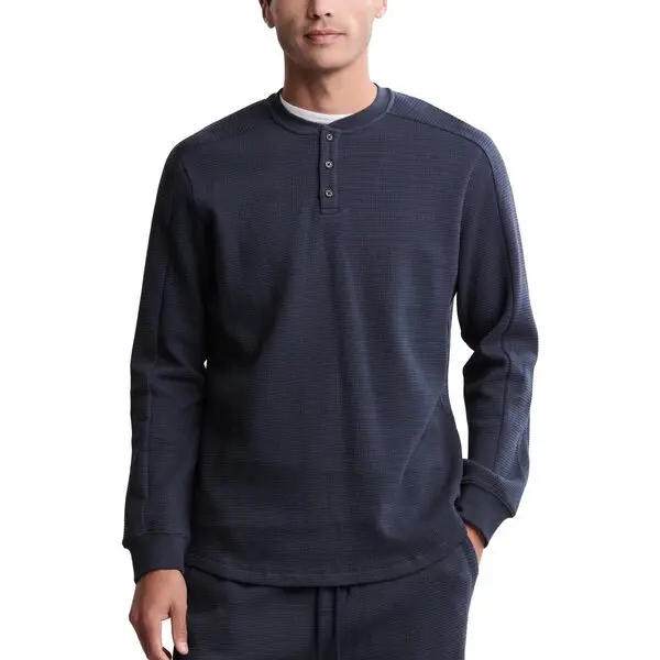 Barefoot Dreams Waffle Knit Henley - Indigo