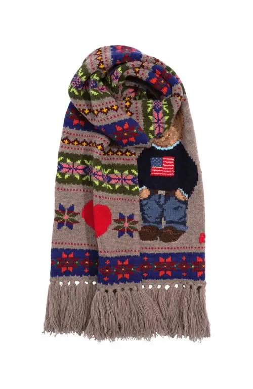 Polo Ralph Lauren Bear Intarsia Fairisle Scarf - Multi