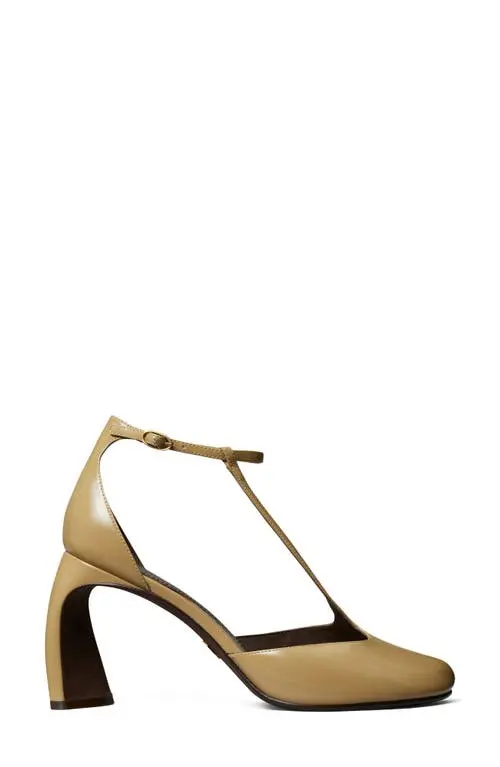 Tory Burch T-strap Peep-toe Leather Pumps