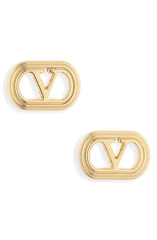 Valentino Garavani Vlogo Ovalette Stud Earrings - Oro