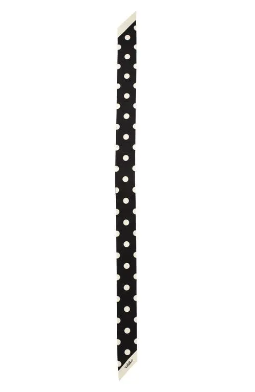 Valentino Garavani Polka Dot Silk Twill Skinny Scarf - Nero/burro