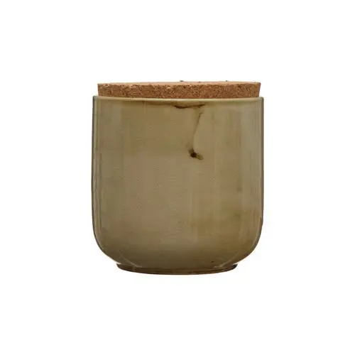 STORIED HOME Stoneware Jar With Cork Lid