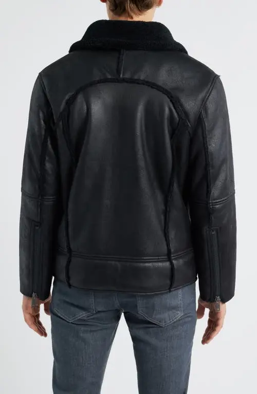 UGG Thayden Luxefluff Faux Leather Jacket With Faux Shearling Collar