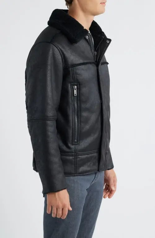 UGG Thayden Luxefluff Faux Leather Jacket With Faux Shearling Collar