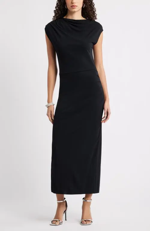 Nordstrom Draped Matte Jersey Maxi Dress - Black