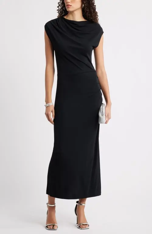 Nordstrom Draped Matte Jersey Maxi Dress - Black