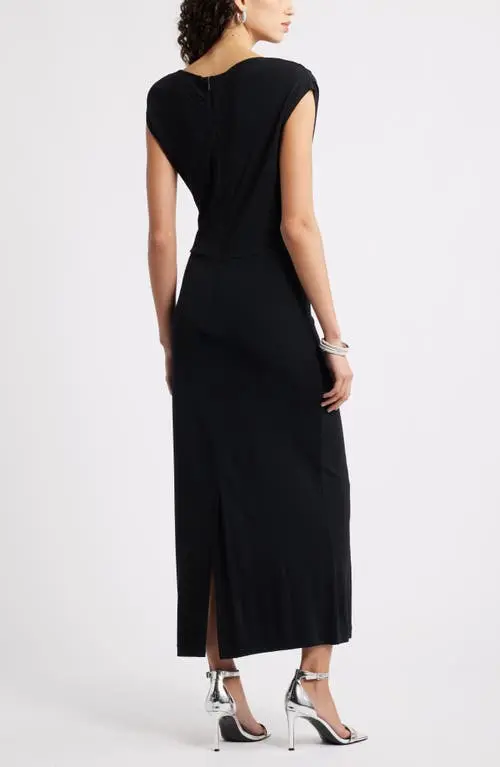 Nordstrom Draped Matte Jersey Maxi Dress - Black