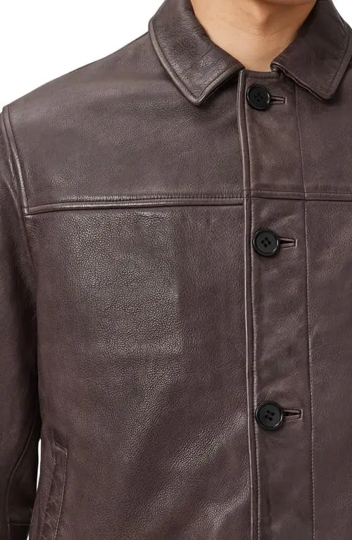 ALLSAINTS Nates Leather Jacket - Trail Brown
