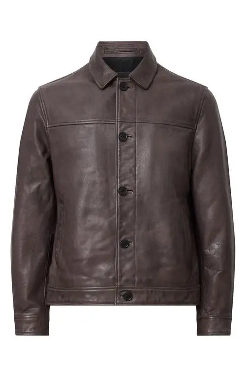 ALLSAINTS Nates Leather Jacket - Trail Brown