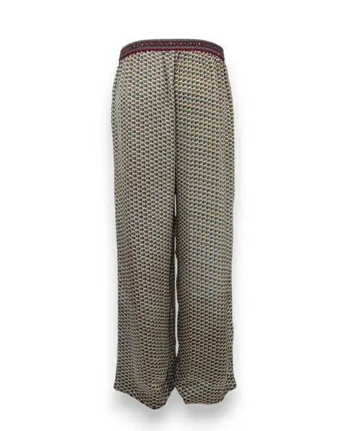 MONZLAPUR Embossed Botanical Crepe Pant - Forest Plum