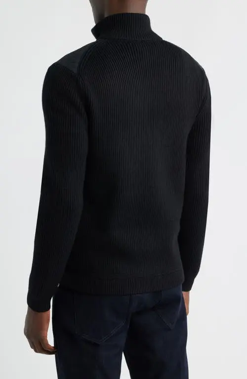 REISS Townsend Hybrid Quilted Zip Jacket - Black