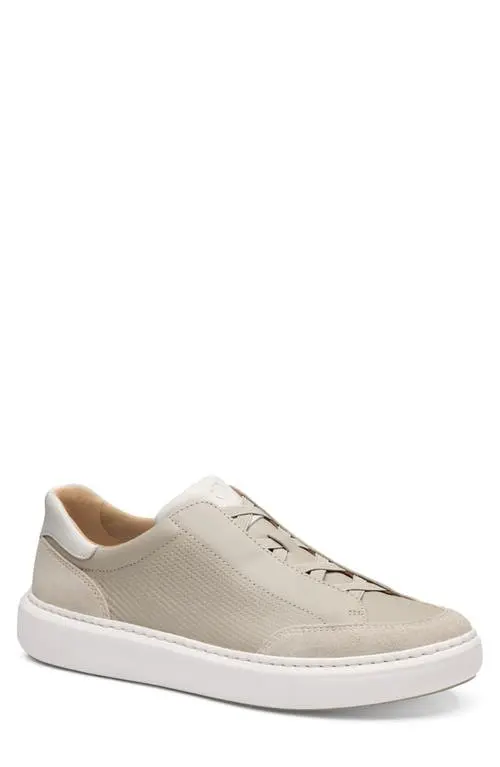 Johnston & Murphy Anders Perforated Leather Sneakers - Beige Full Grain/suede