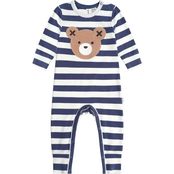 HUXBABY Stripe Huxbear Romper - French Navy/almond Milk