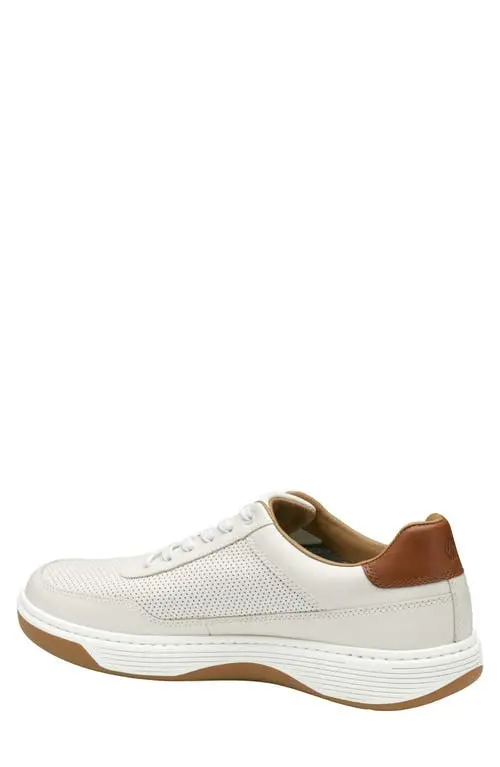 Johnston & Murphy Dawson Perforated Leather Sneakers - White Full Grain