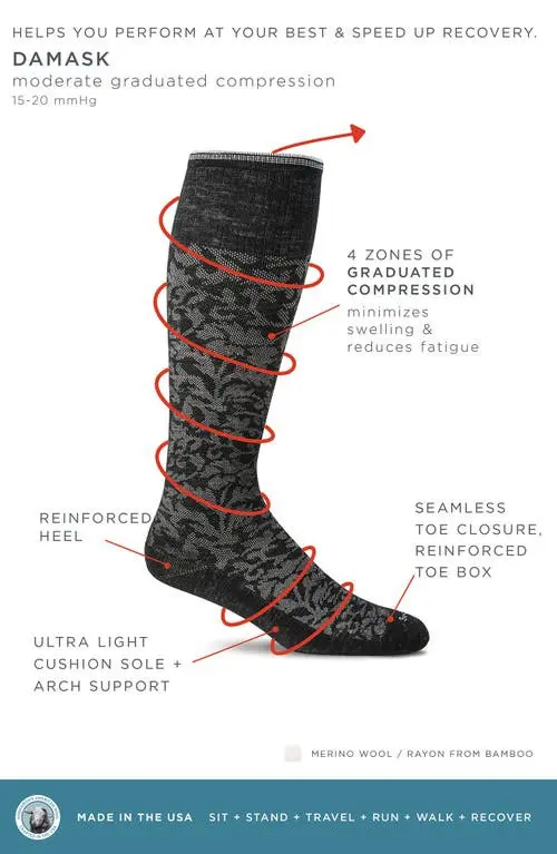SOCKWELL Damask Compression Socks - Black