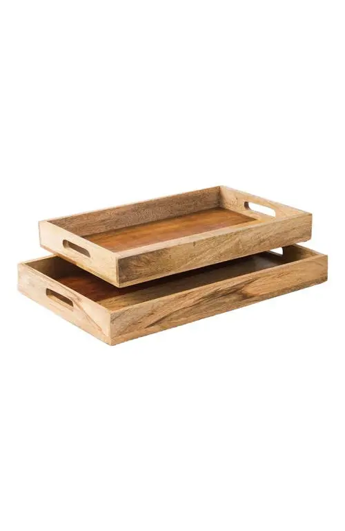 MELA ARTISANS Rustic Elegance Two-tone Serving Tray Set