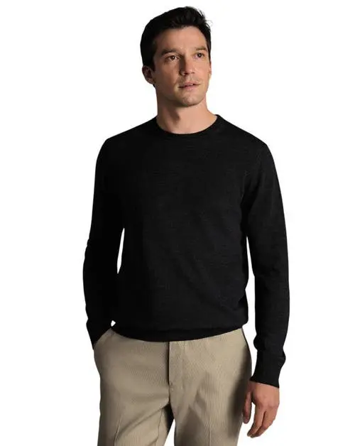 CHARLES TYRWHITT Pure Merino Wool Crew Neck Sweater - Grey