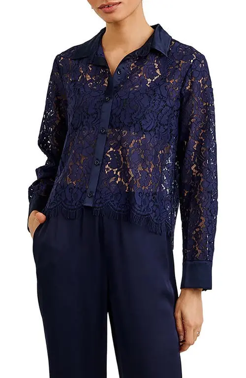 Bella Dahl Lace And Satin Button-up Shirt