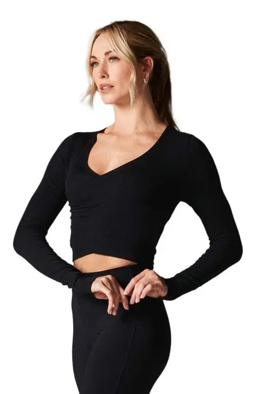 TAVI Criss Cross Long Sleeve Top - Ebony
