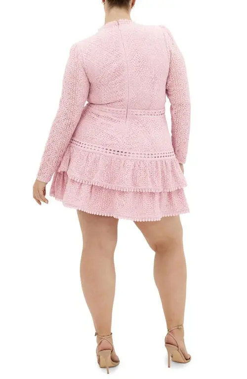 City Chic Gabriella Long Sleeve Lace Minidress